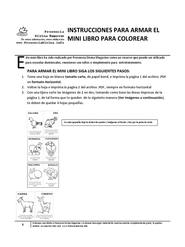 Mini Libro para Colorear-Instrucciones | PDF | Libros | Informática y ...
