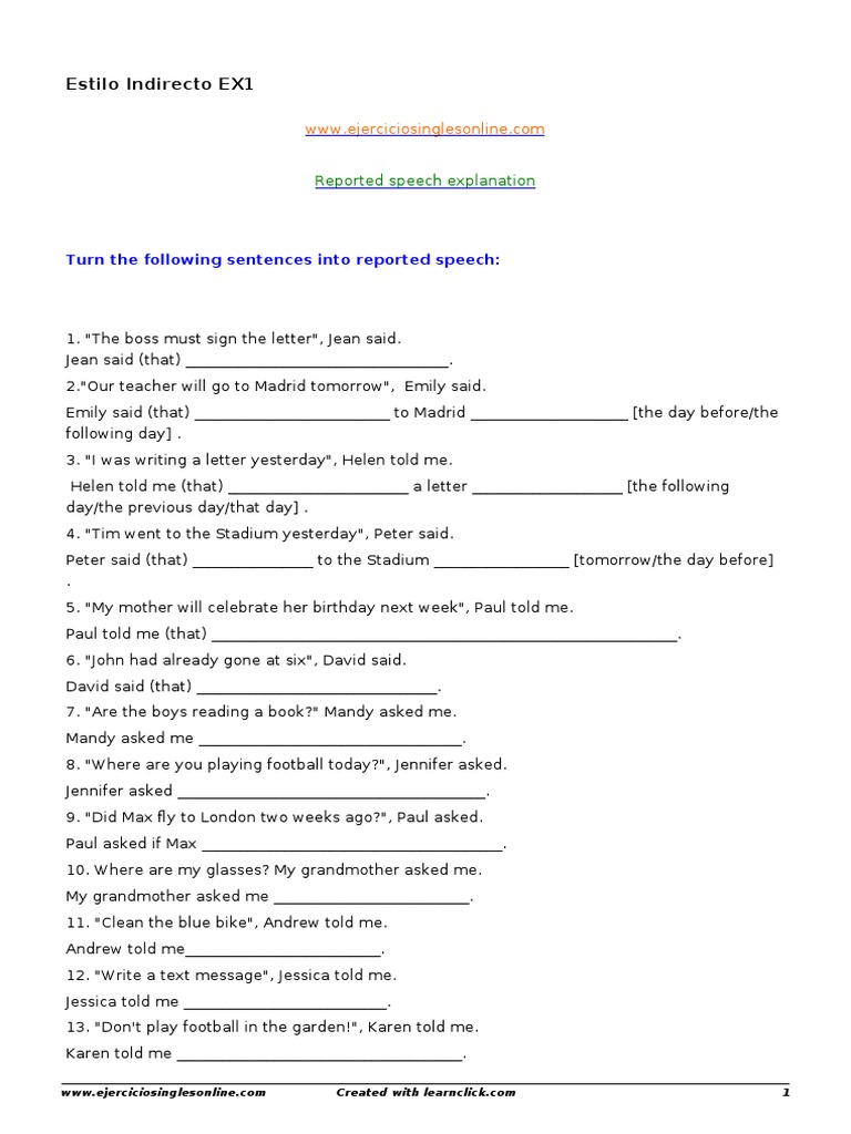 Estilo Indirecto EX1 PDF | PDF
