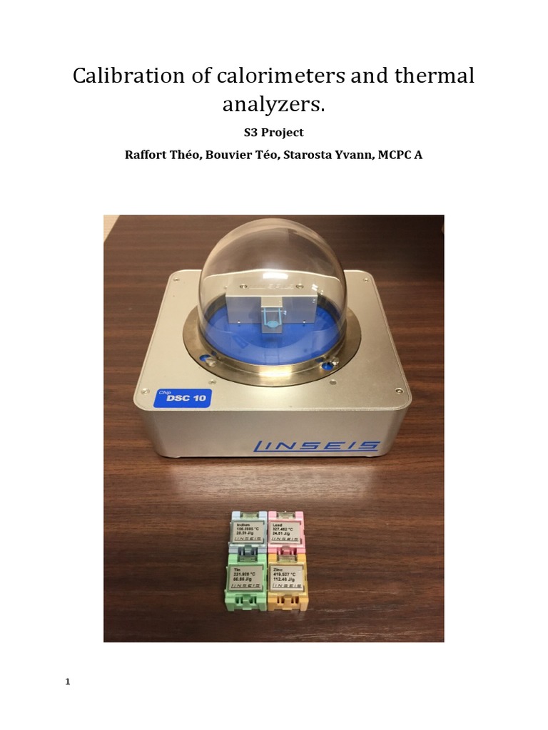 Calibration of Calorimeters and Thermal Analyzers.: S3 Project Raffort ...