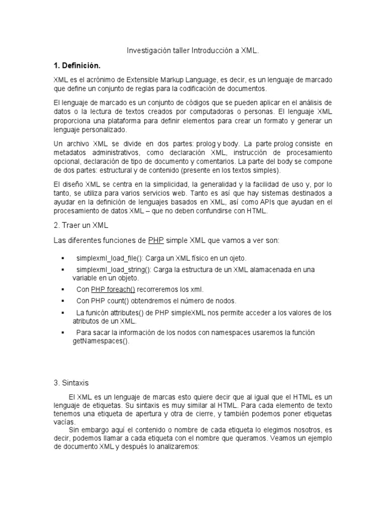 Introducción A XML | PDF | Xml | Lenguaje de marcado