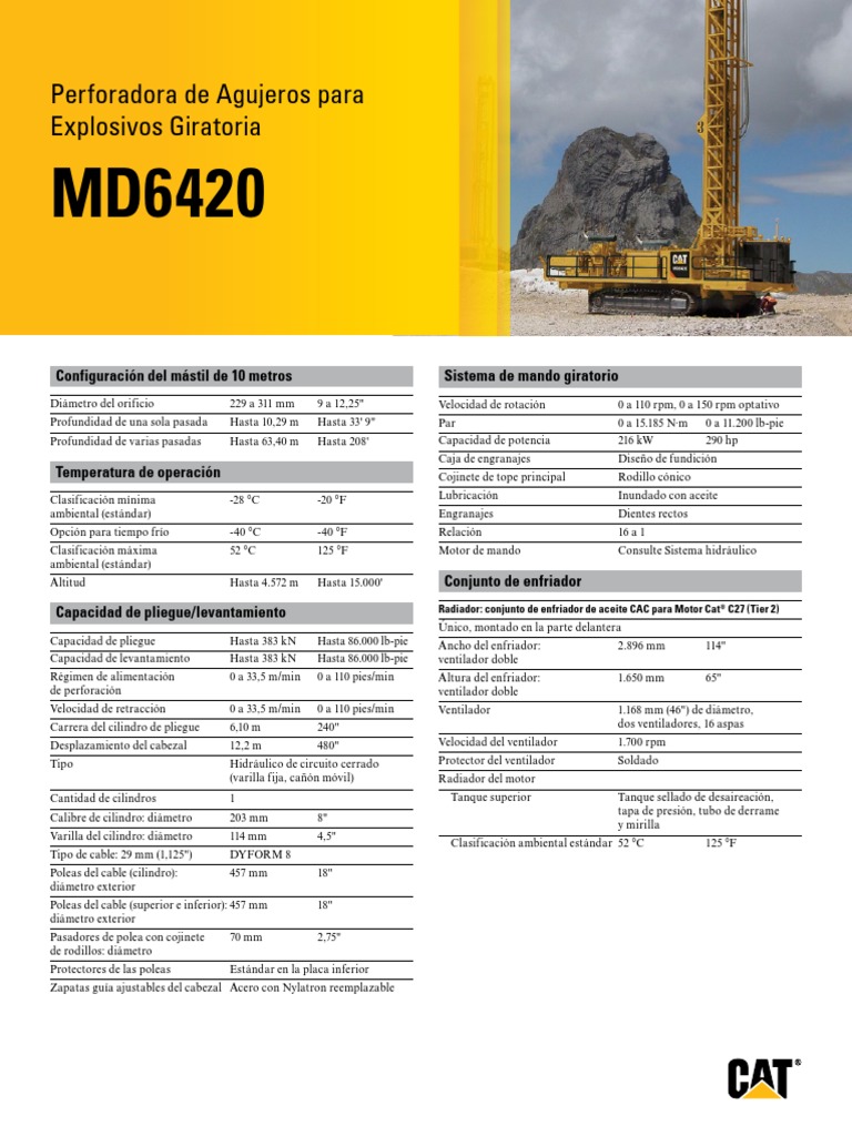 Ficha Técnica CAT MD6420 v2 Español 2013 PDF | PDF | Tanques | Engranaje