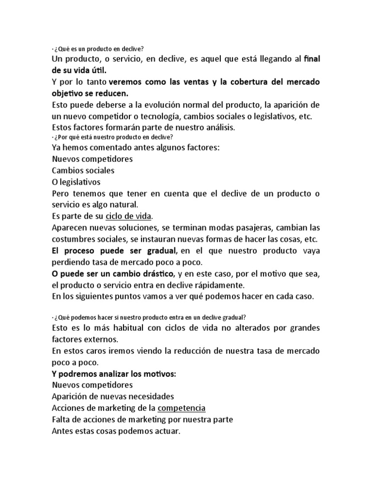 Qué Es Un Producto en Declive | PDF | Producto (Negocio) | Marketing