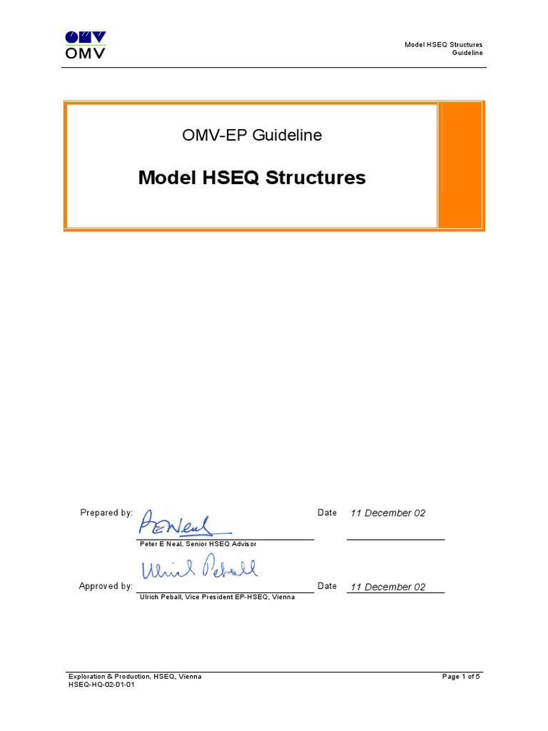 Model HSEQ Structures: OMV-EP Guideline | PDF | Economies | Business