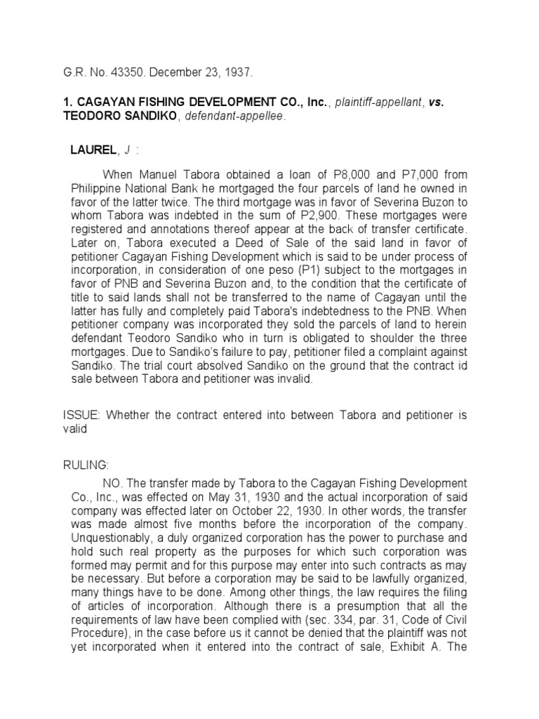 CAGAYAN FISHING DEVELOPMENT CO., Inc., Plaintiff-Appellant, vs. TEODORO ...