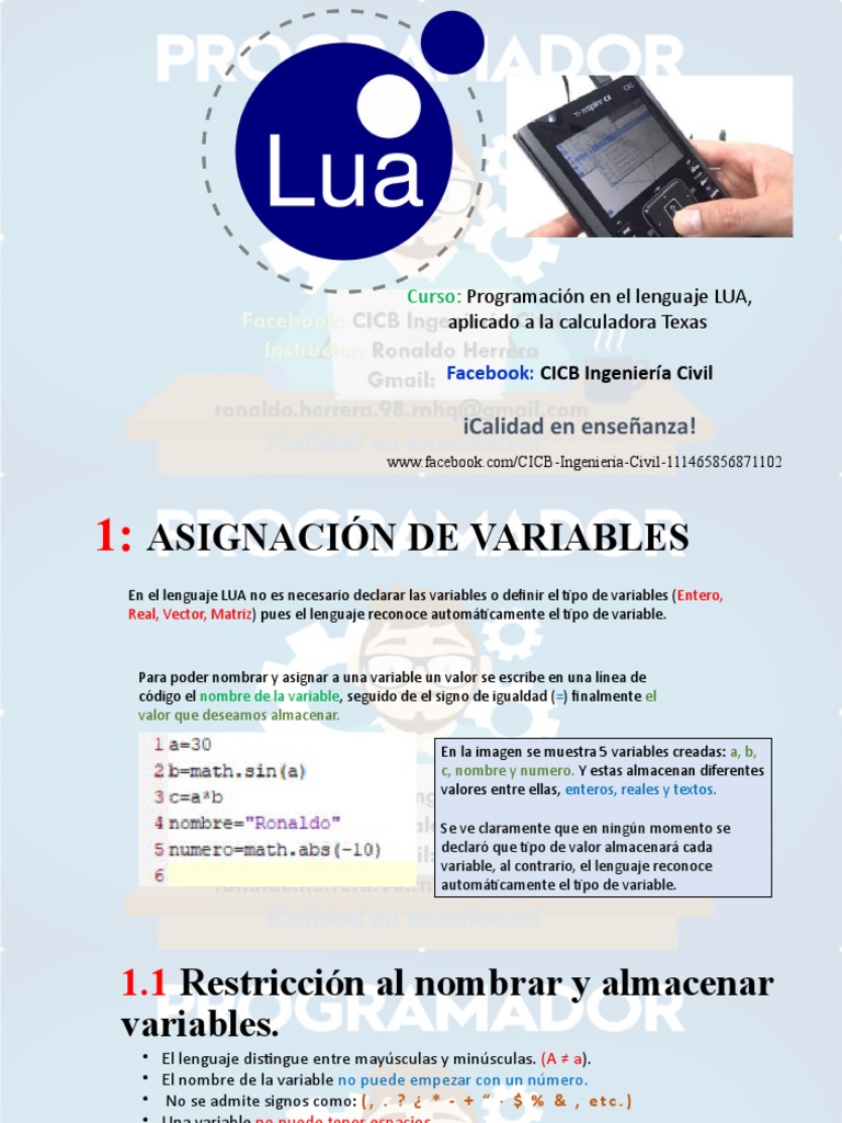 Programación en LUA-2020.pptx | PDF | Cadena (informática) | Flujo de control