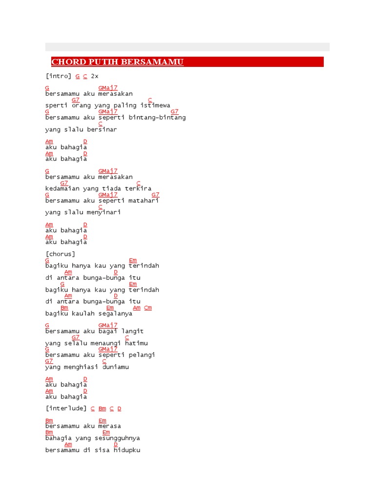 Chord Putih Bersamamu | PDF