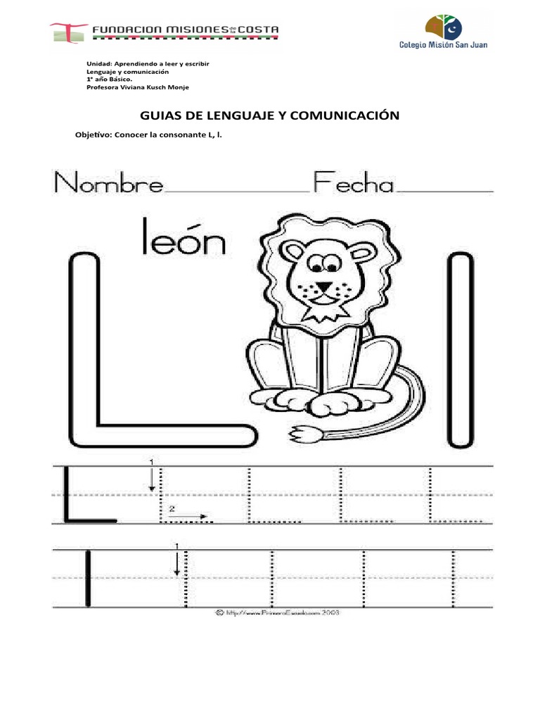 Aprendiendo la Consonante L en 1° Básico | PDF