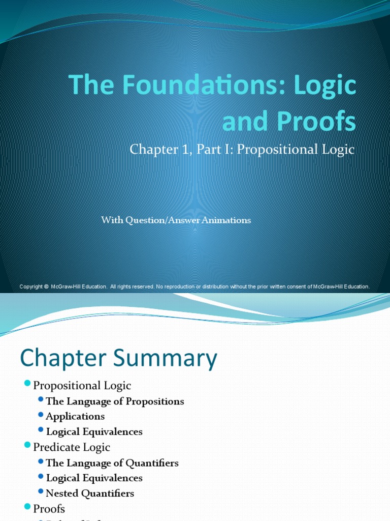 The Foundations: Logic and Proofs: Chapter 1, Part I: Propositional Logic | PDF | Metalogic ...