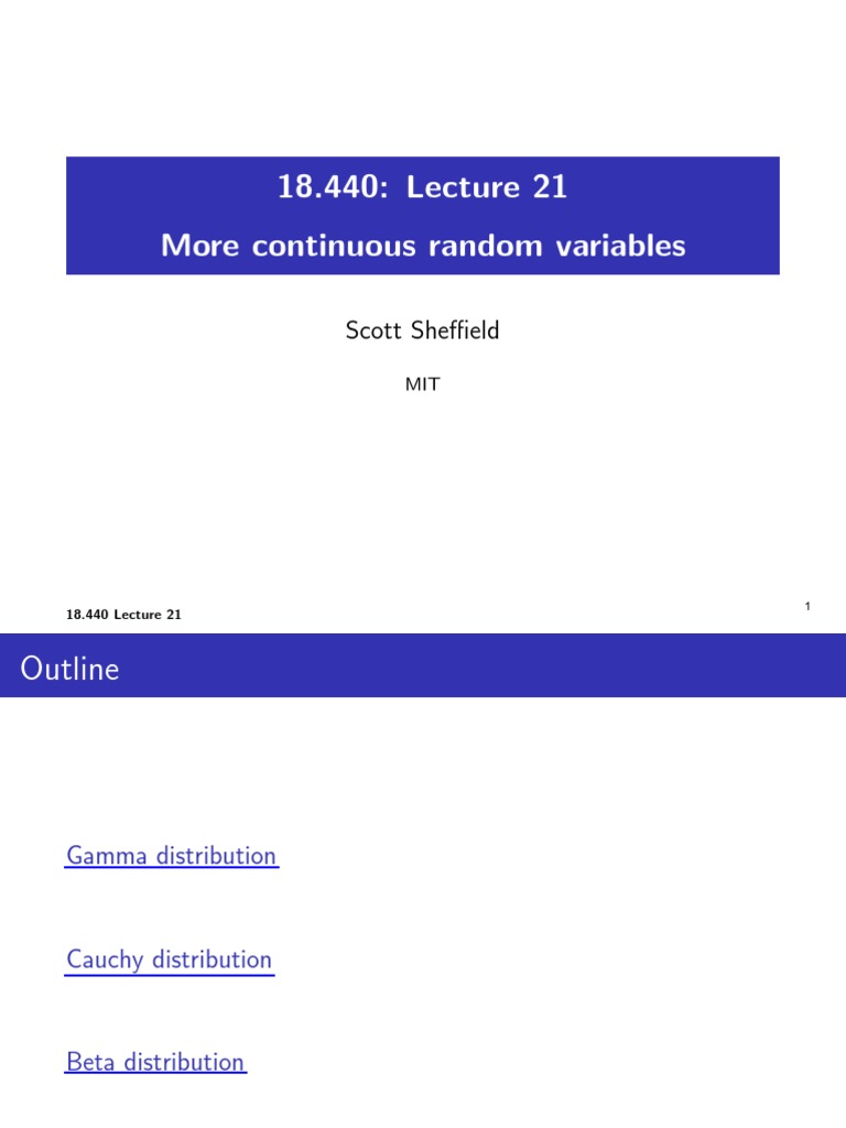 More Continuous Random Variables: Scott She Eld | PDF | Poisson Distribution | Teaching Mathematics