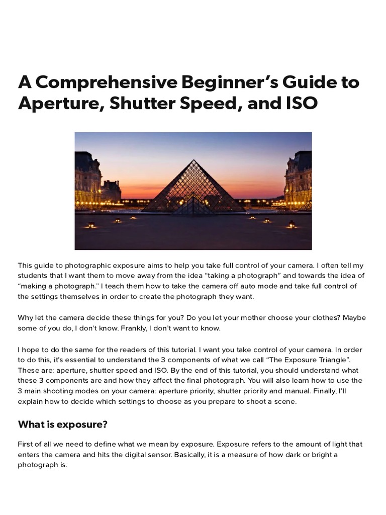 Beginner's Guide to Exposure Triangle | PDF | Exposure (Photography ...