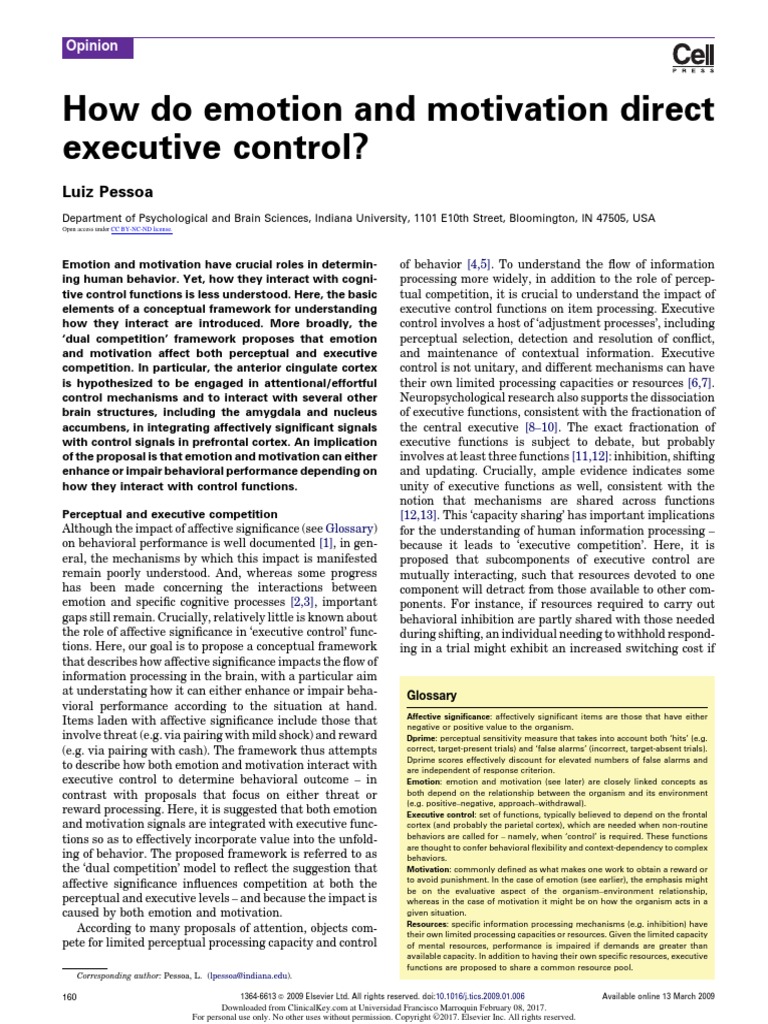 How Do Emotion and Motivation Direct Excecutive Control PDF | PDF ...