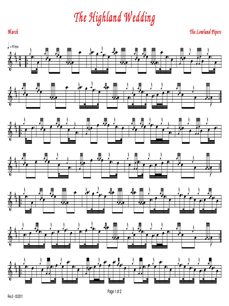 The Highland Wedding March: The Lowland Pipers | PDF | Celtic Music ...