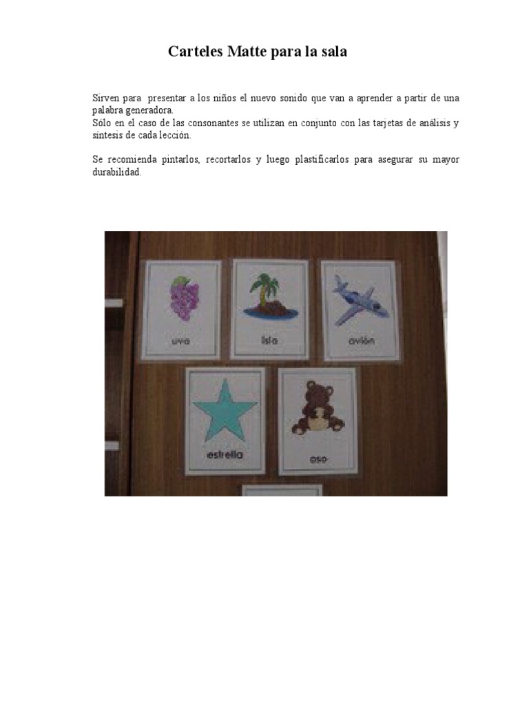 Carteles para Sonidos Iniciales Matte | PDF | Artes del Lenguaje y ...