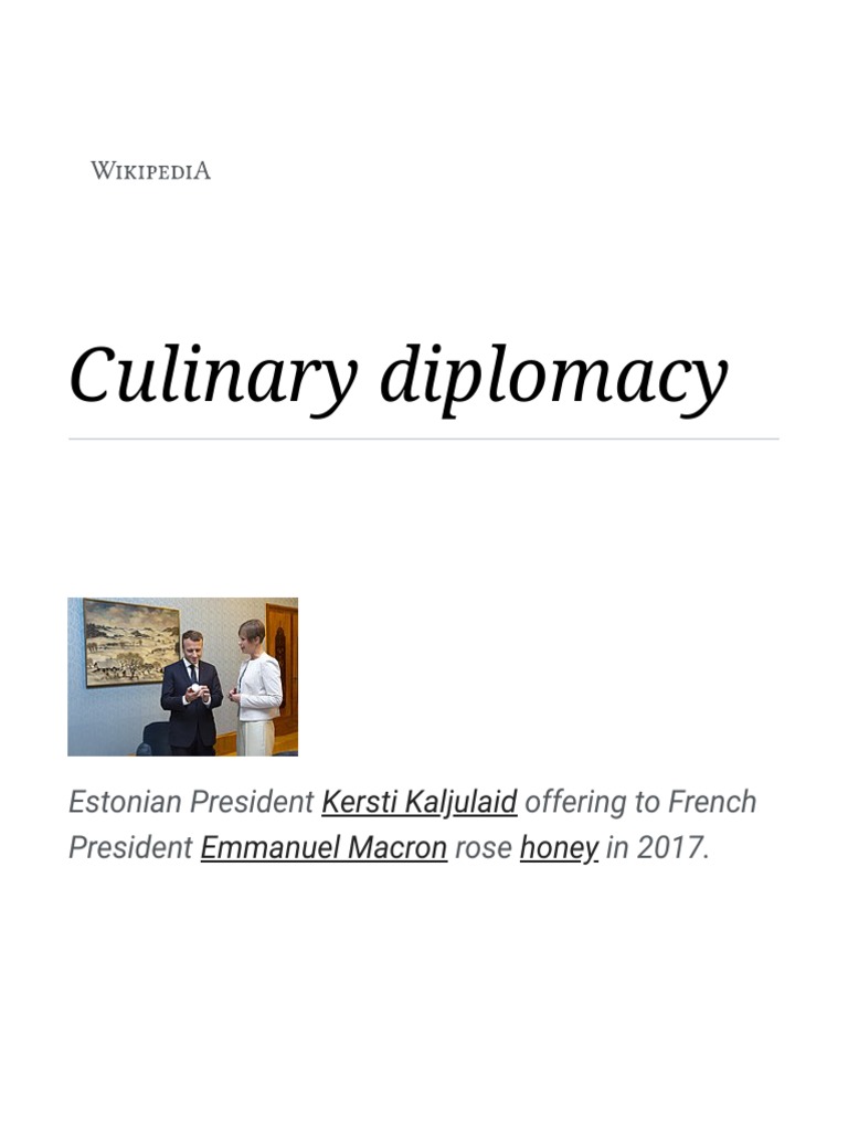Culinary Diplomacy - Wikipedia | PDF | Diplomacy | Food And Drink