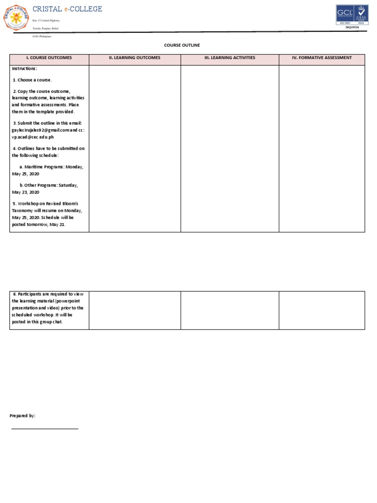 Course Outline Submission Guidelines | PDF