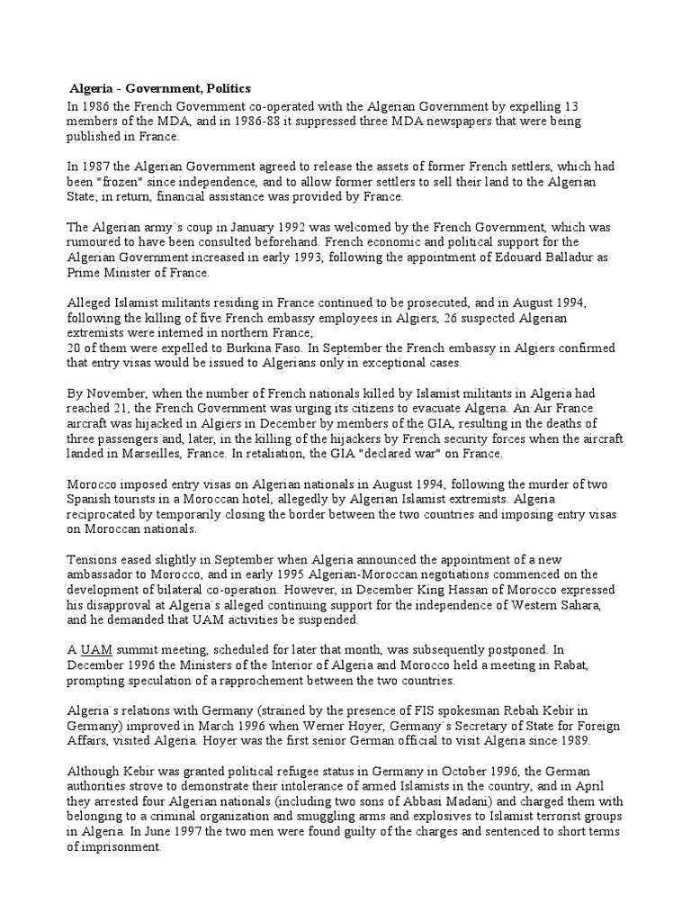 Algeria - Government, Politics | PDF | Western Sahara | Algeria