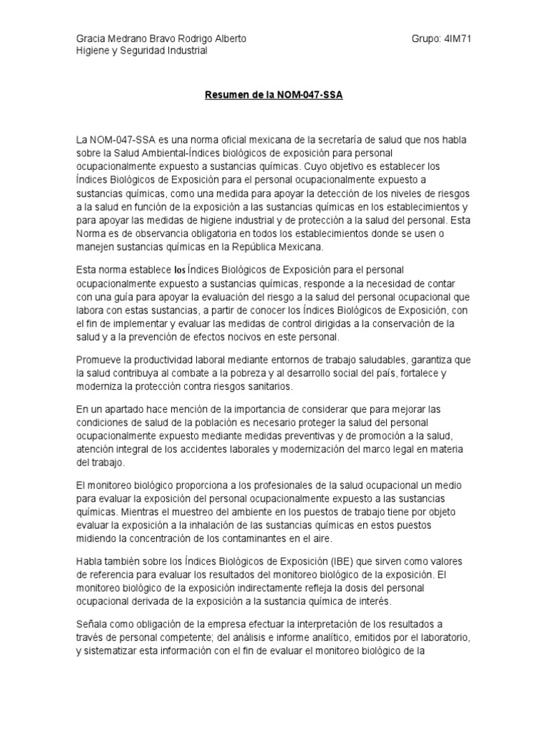 Resumen de La NOM-047-SSA | PDF | Seguridad y salud ocupacional | Bienestar