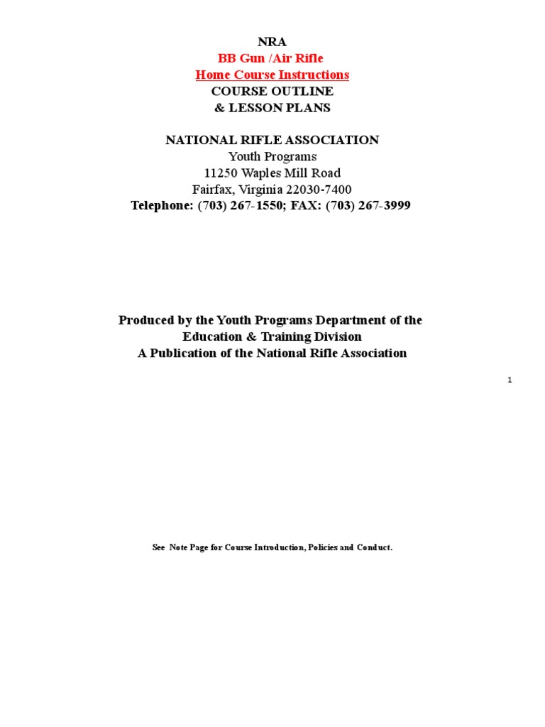 NRA BB Gun/Air Rifle Course Guide | PDF | Gun Barrel | Shooting