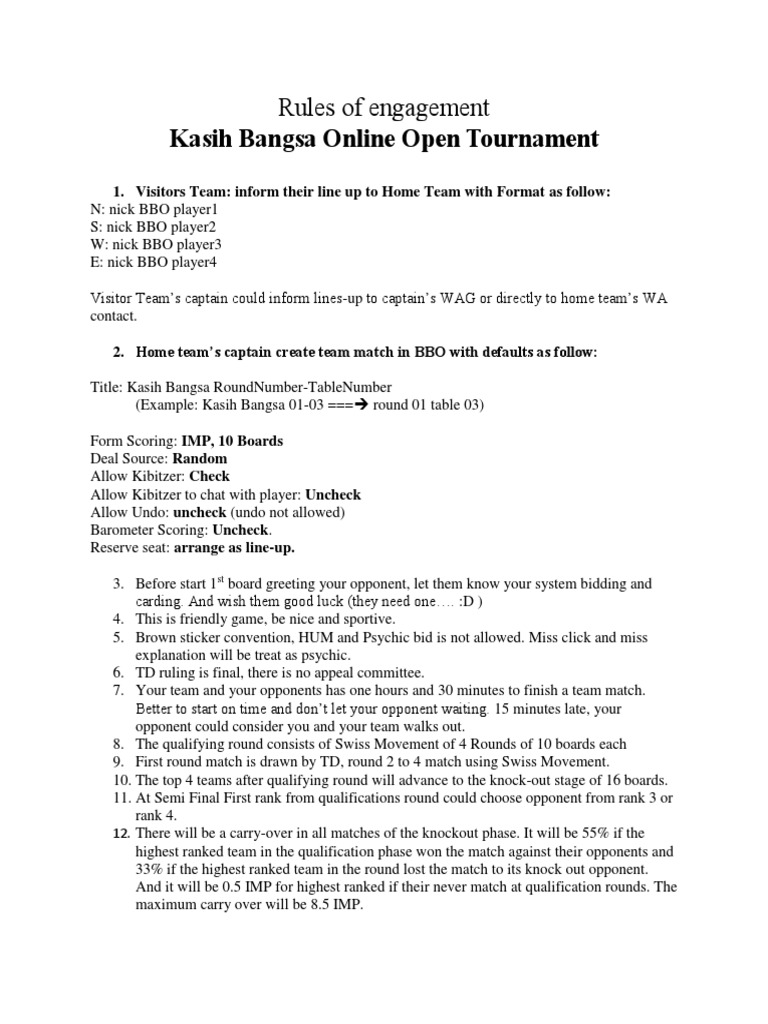 Rules of Engagement Open Team | PDF