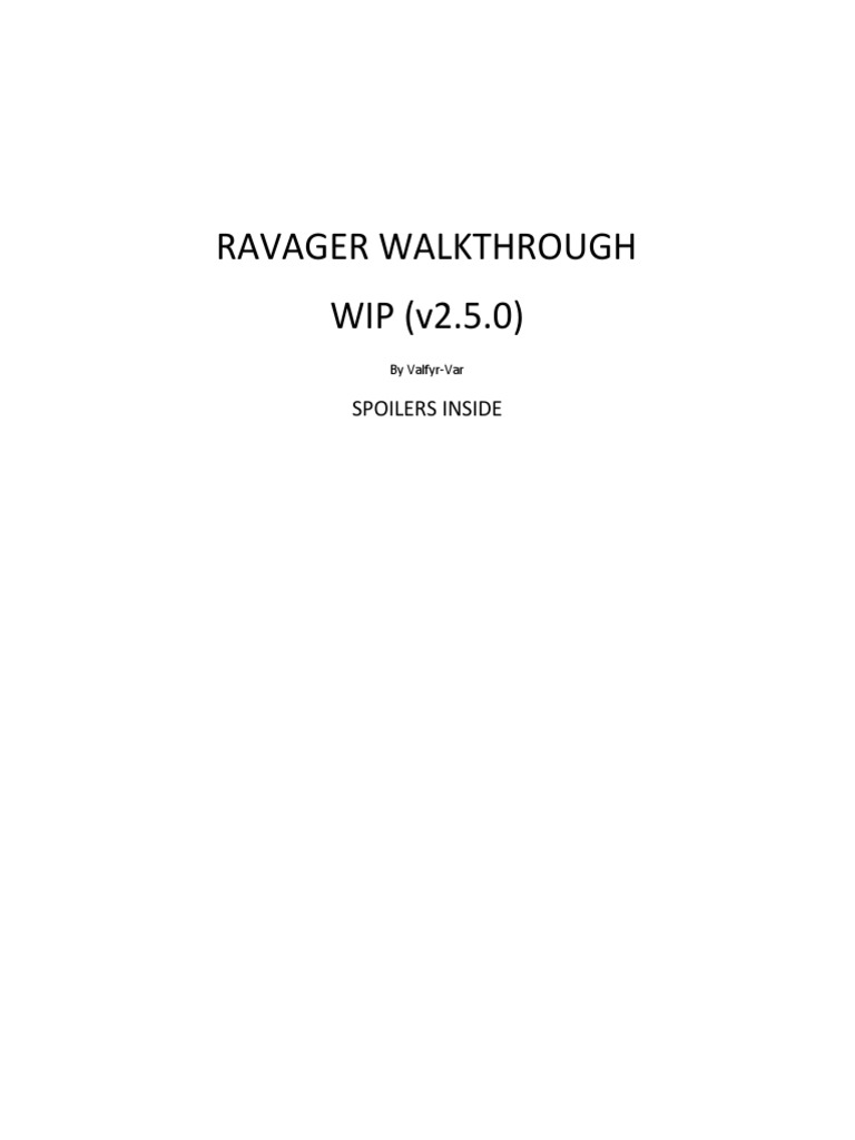 Ravager Walkthrough PDF | PDF | Oral Sex | Sexual Intercourse