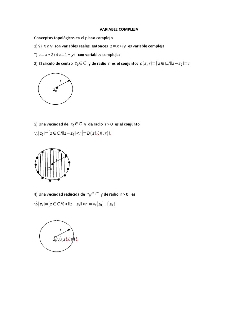 VARIABLE COMPLEJA Conceptos Topológicos en El Plano Complejo | PDF ...
