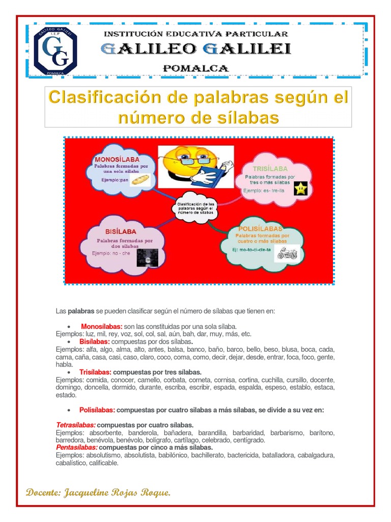 Clasificación de palabras por sílabas | PDF