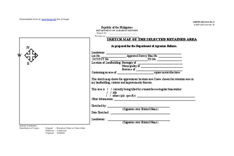 Carper Lad Form No 6 Sketch Map of The Selected Retained Area | PDF ...