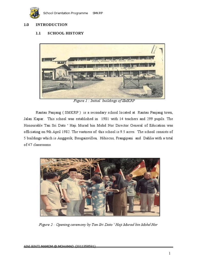 1.0 1.1 School History: Figure 1: Initial Buildings of SMKRP | PDF ...