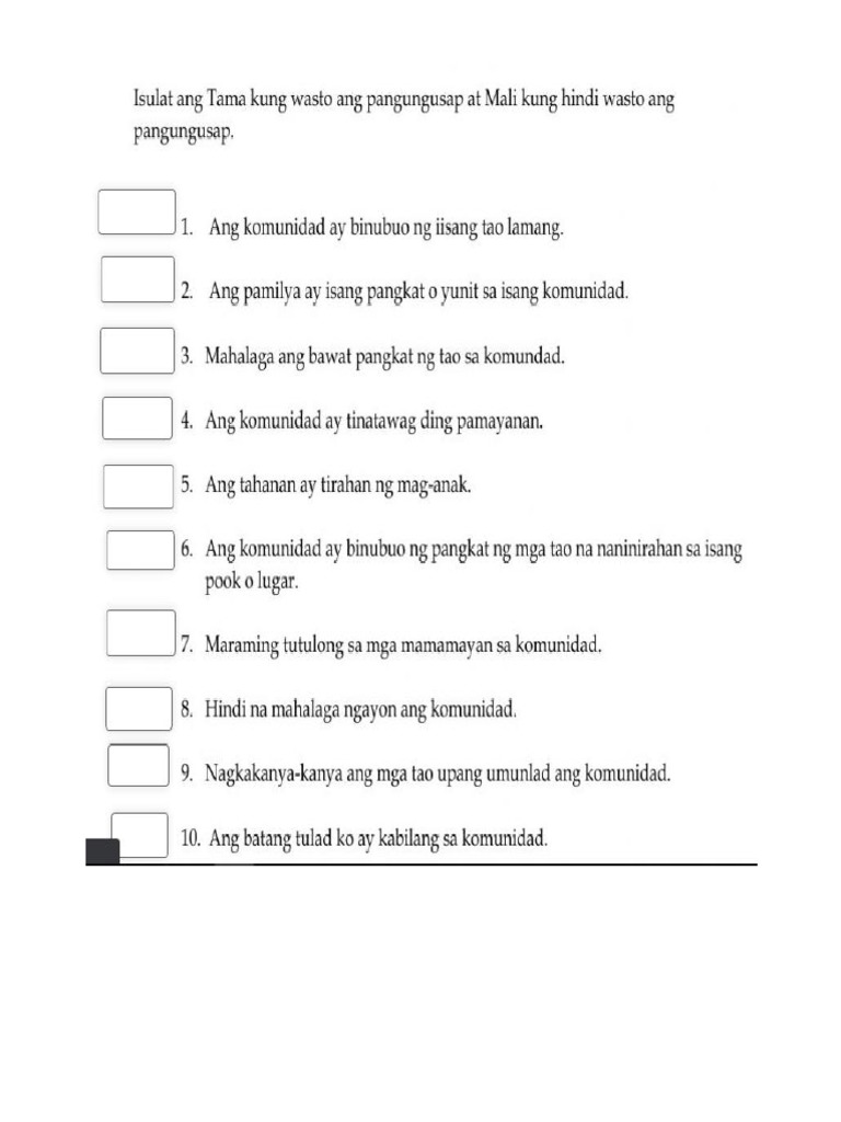 Pagsasanay Konsepto NG Komunidad | PDF