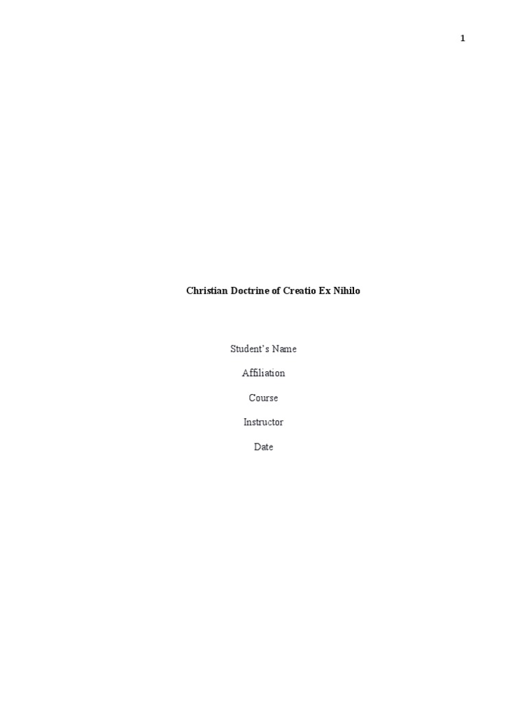 Understanding Creation Ex Nihilo | PDF | God | Pantheism