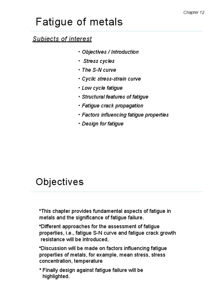 12 - Fatigue of Metals - PDF Lecture | PDF | Fatigue (Material) | Fracture