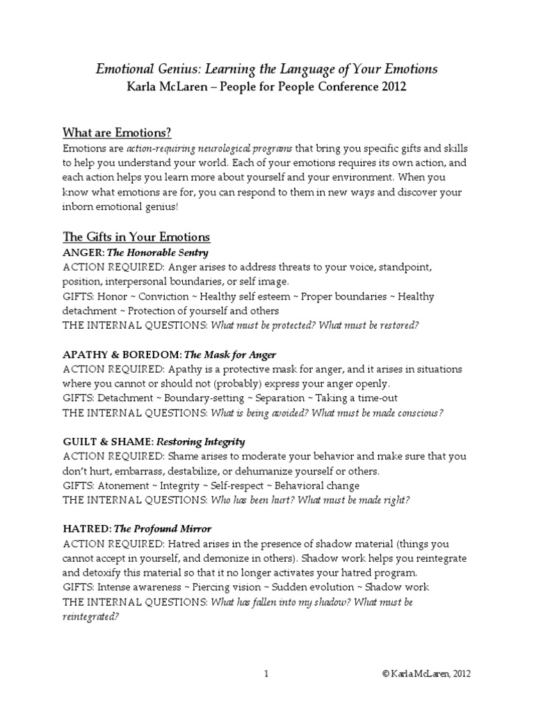 Meaning of Emotions - Karla McLaren | PDF | Shame | Emotions