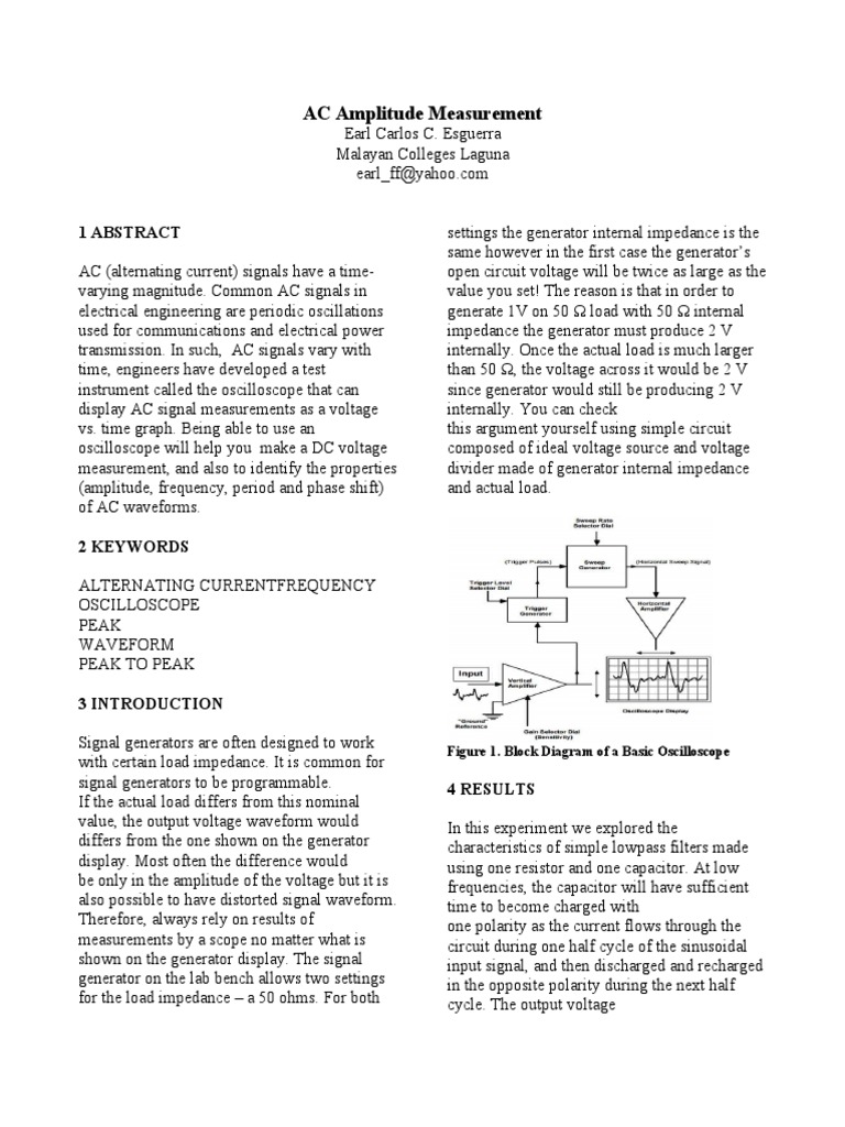 AC Amplitude Measurement: 1 Abstract | PDF | Amplitude | Electrical ...