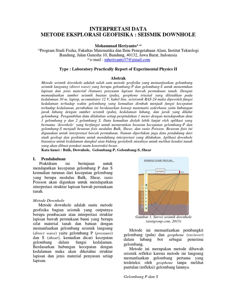 Interpretasi Data Metode Eksplorasi Geofisika Seismik Downhole PDF | PDF