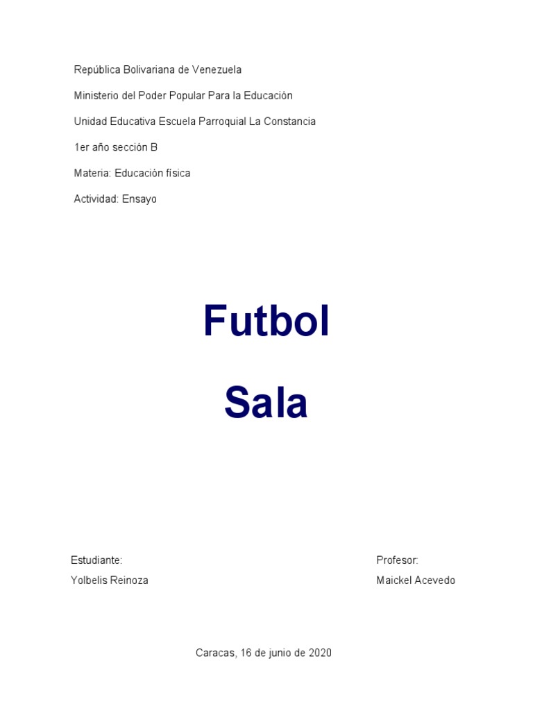 ENSAYO DE Futbol Sala | PDF | Asociación de Futbol | Variantes deportivas
