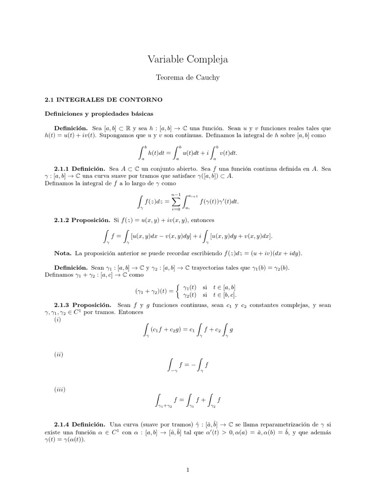 Teorema de Cauchy - Variable Compleja | PDF | Integral | Derivado