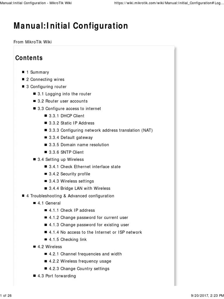 Manual - Initial Configuration - MikroTik Wiki | PDF | Wireless Lan ...