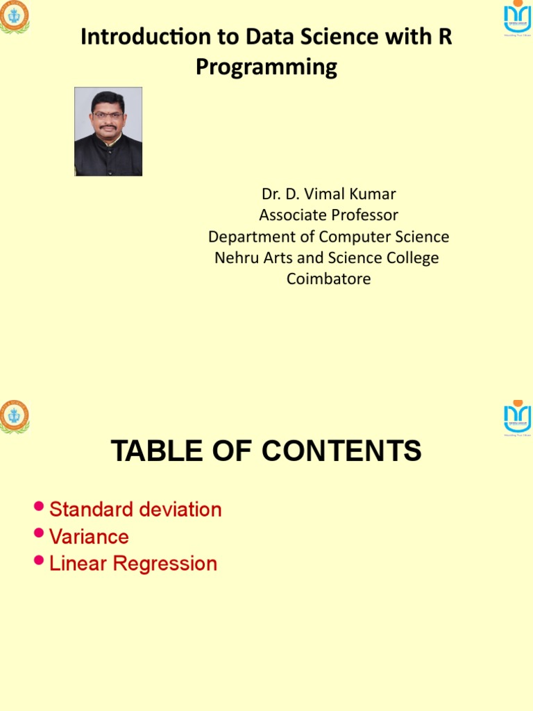 Introduction To Data Science With R Programming | PDF | Standard Deviation | Regression Analysis