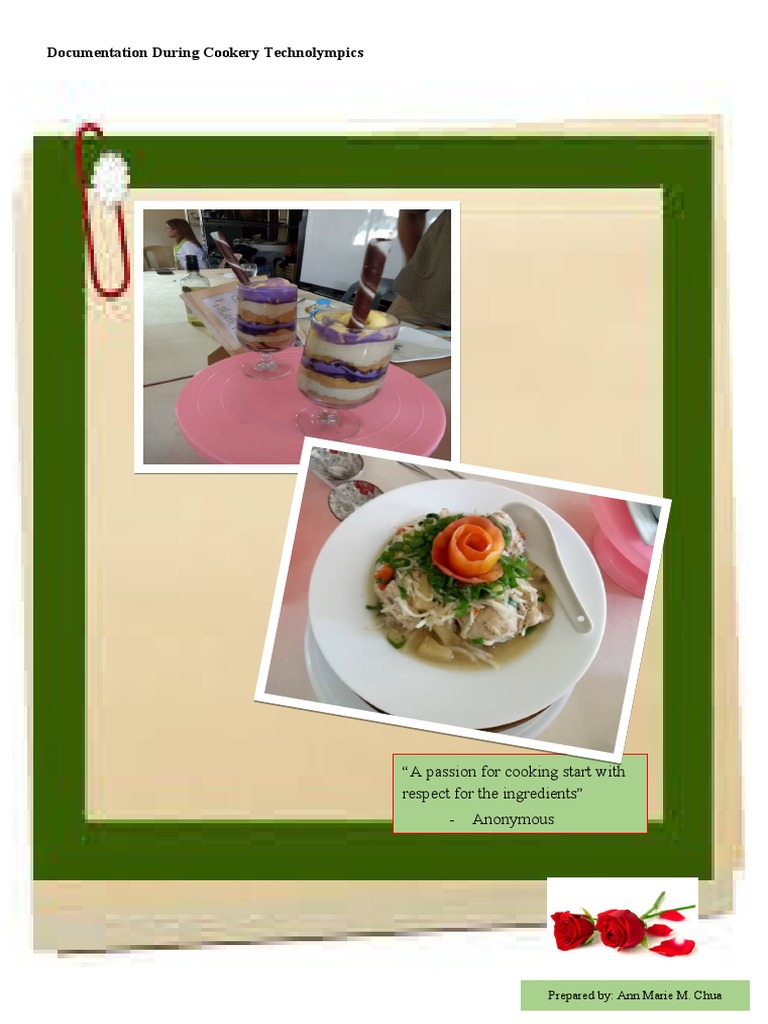 Documentation During Cookery Technolympics: "A Passion For Cooking ...