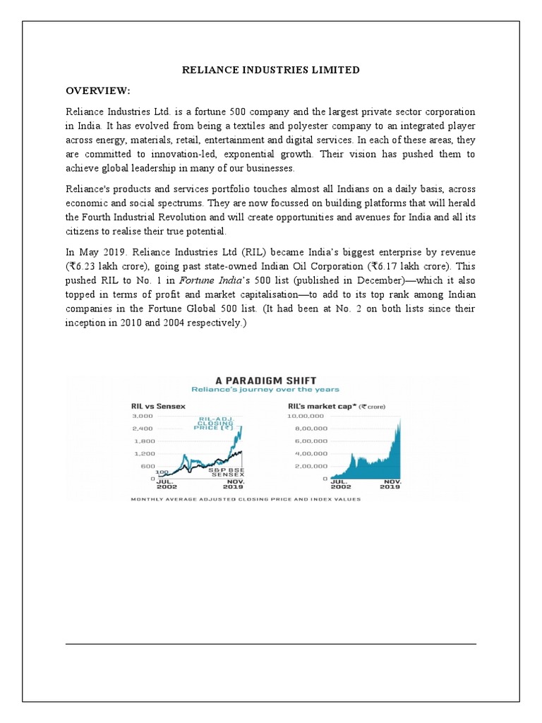Reliance Industries Limited Overview | PDF | Dividend | Yield (Finance)