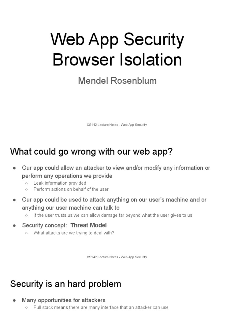 Web App Security Browser Isolation: Mendel Rosenblum | PDF | Web ...