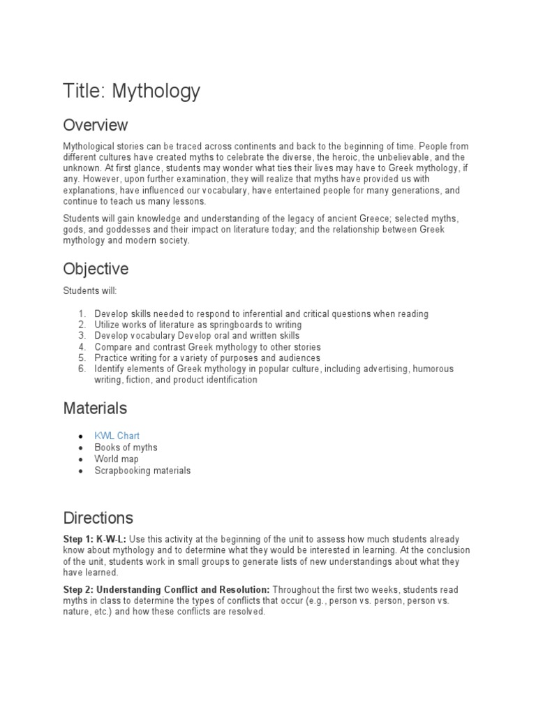 Title: Mythology: KWL Chart | PDF | Hades | Greek Mythology