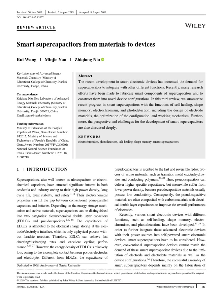 Smart Supercapacitors From Materials To Devices | PDF | Capacitor ...