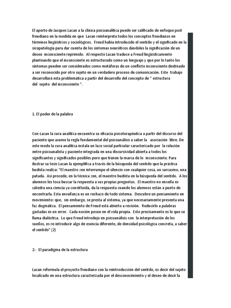 Lacan y Estructuralismo | PDF | Jacques Lacan | Psicoanálisis