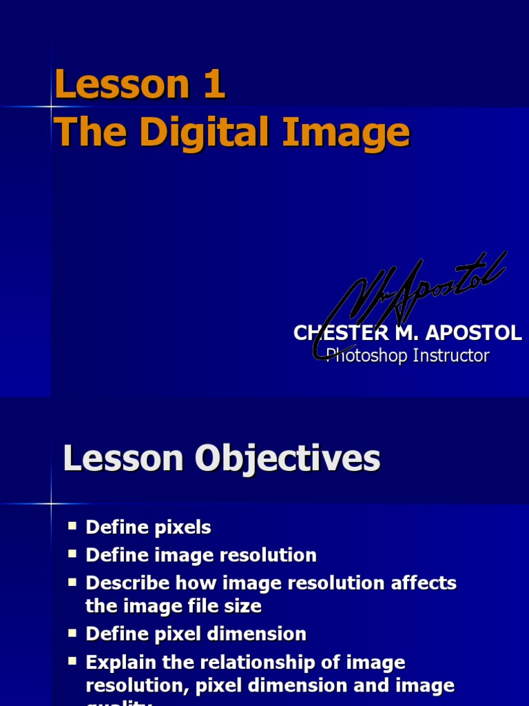 Photoshop Lesson 1 - The Digital Image | PDF | Pixel | Image Resolution