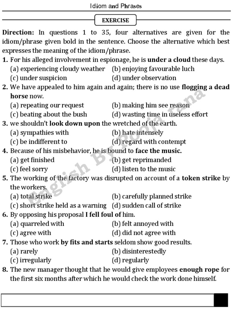 English Idioms and Phrases | PDF