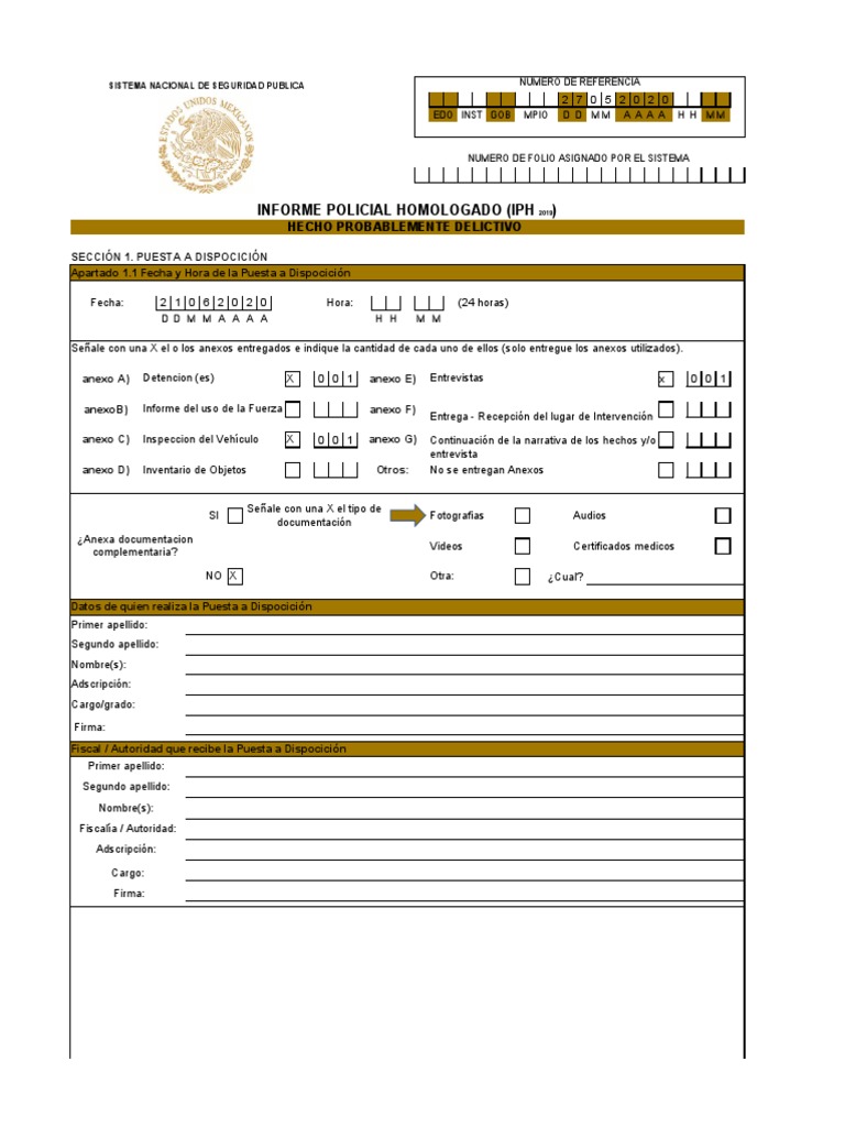 Informe Policial Homologado Vigente 2020 para Modificar en Cpu | PDF ...