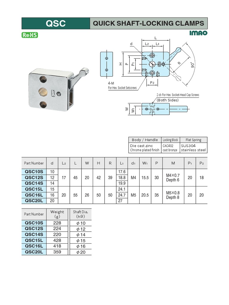 Quick Shaft-Locking Clamps: L L D L | PDF | Tools | Manufactured Goods