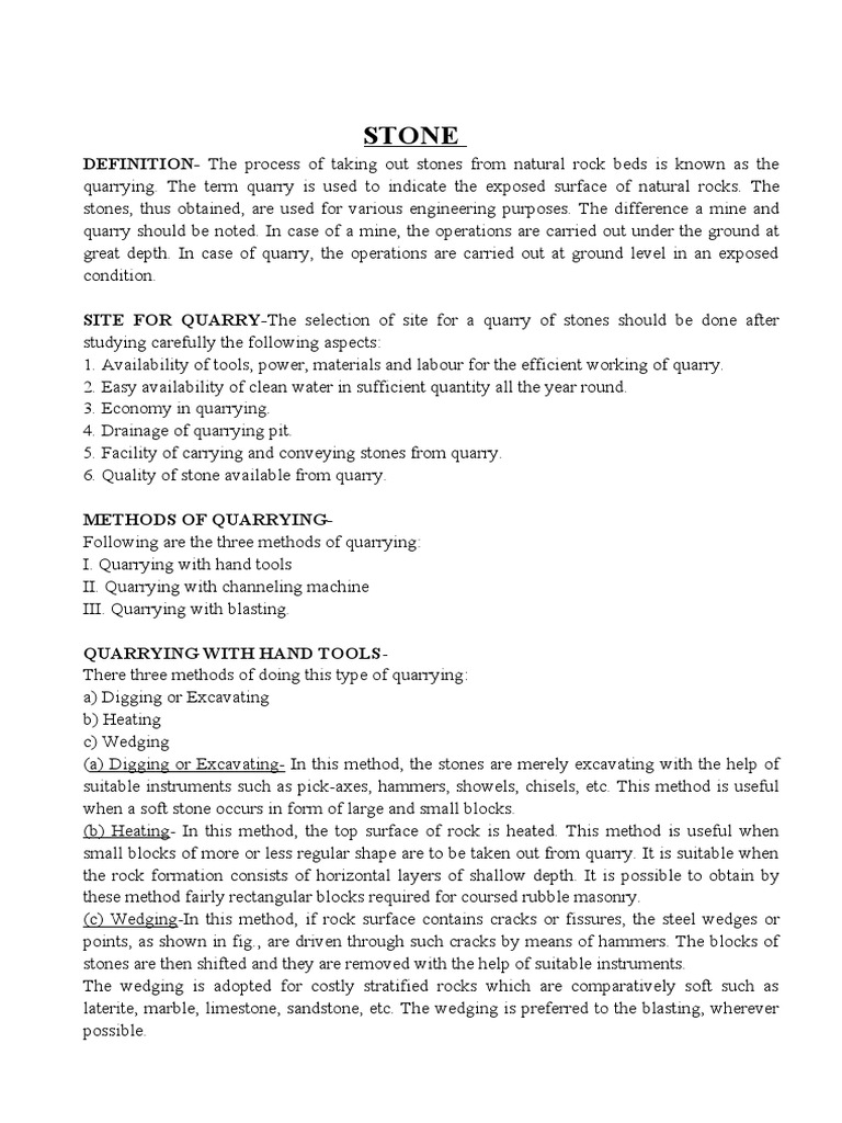 Stone: DEFINITION-The Process of Taking Out Stones From Natural Rock ...