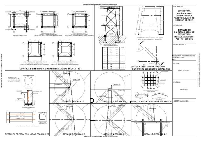 Plano Tanque Elevado Pliego A1 | PDF